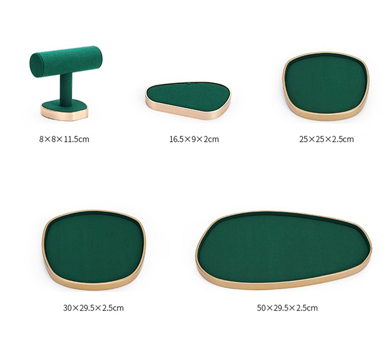 Popular Gold Metal Green Velvet Jewelry Display Sets
