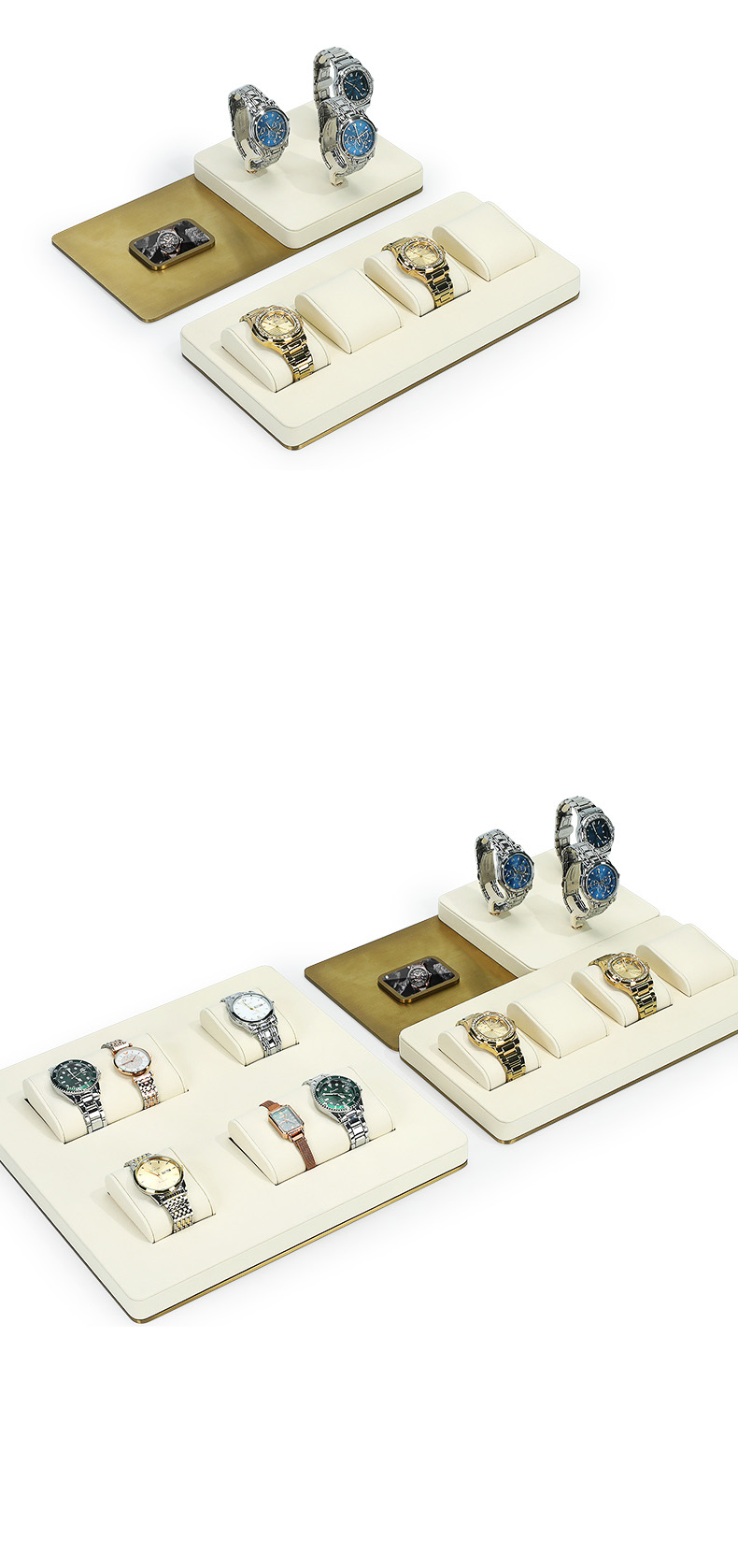 Popular Creative Gold Metal Off White Velvet Watch Display Stand