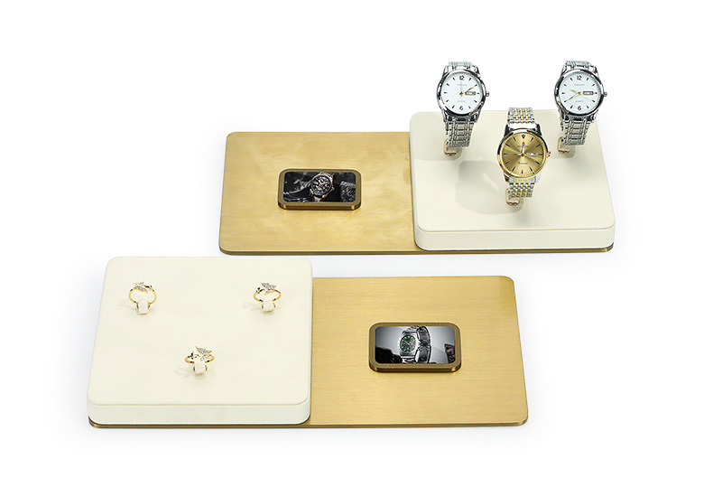 Popular Creative Gold Metal Off White Velvet Watch Display Stand