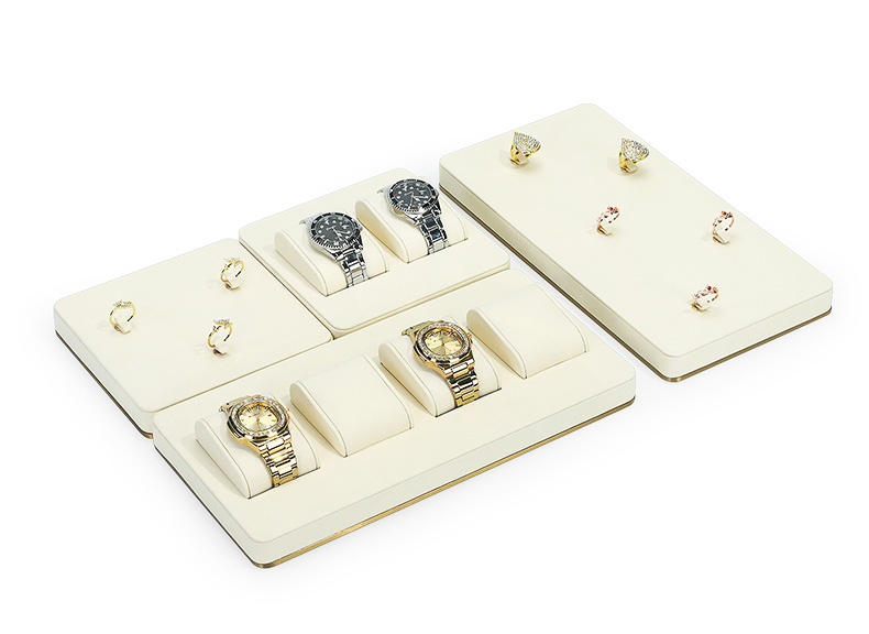 Popular Creative Gold Metal Off White Velvet Watch Display Stand